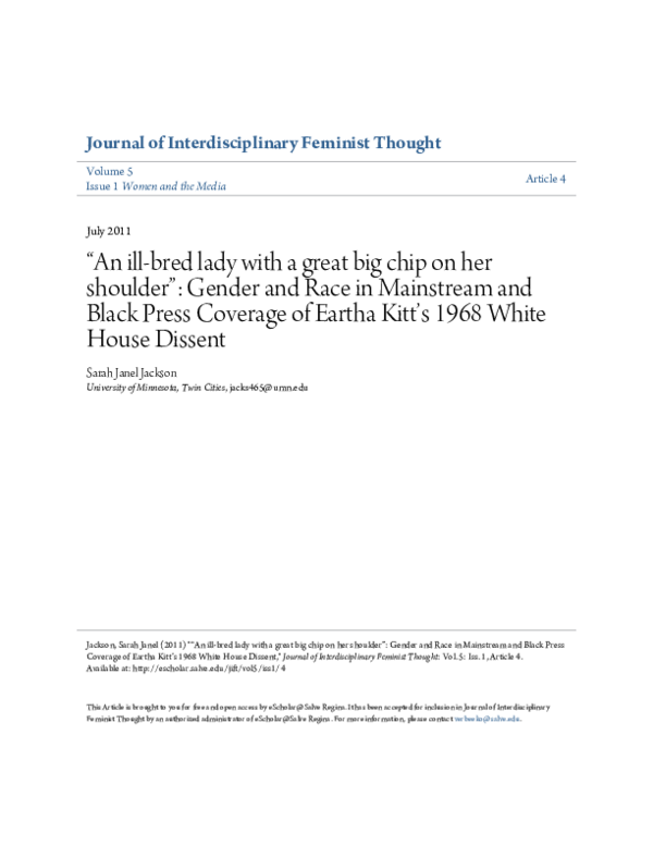(PDF) "An ill-bred lady with a great big chip on her shoulder”: Gender ...
