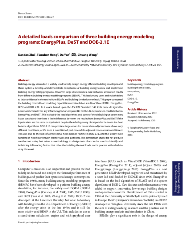 (PDF) A detailed loads comparison of three building energy modeling ...