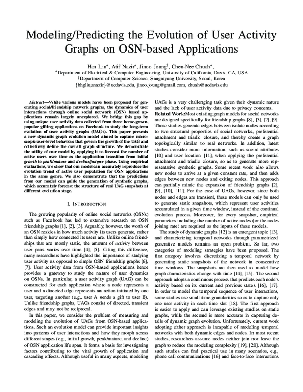 (PDF) Modeling/Predicting the Evolution of User Activity Graphs on OSN ...