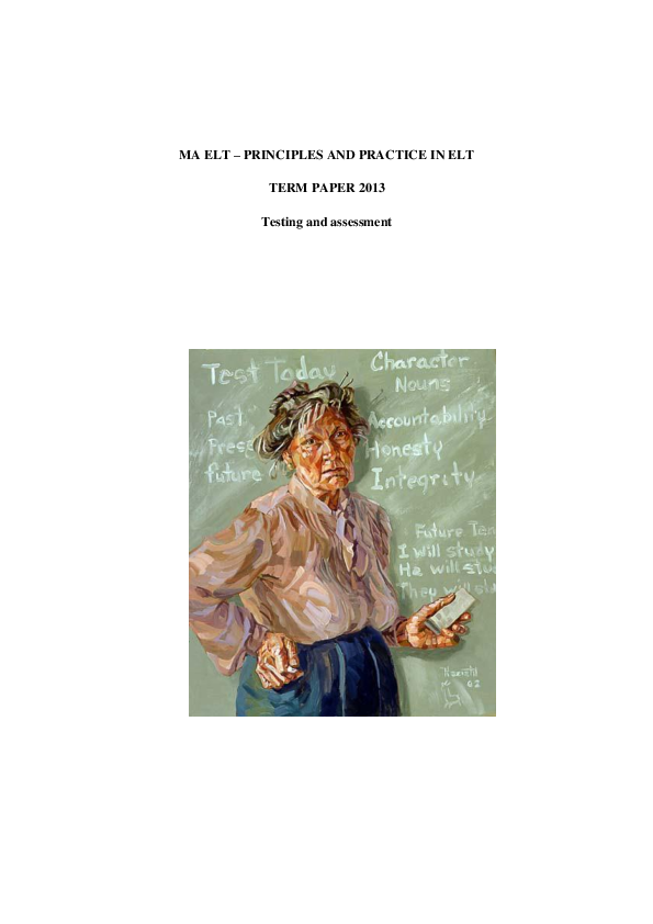 (DOC) MA ELT – PRINCIPLES AND PRACTICE IN ELT TERM PAPER 2013 Testing ...