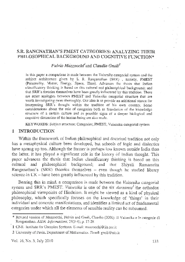 (PDF) S.R. Ranganathan's PMEST Categories: Analyzing Their ...