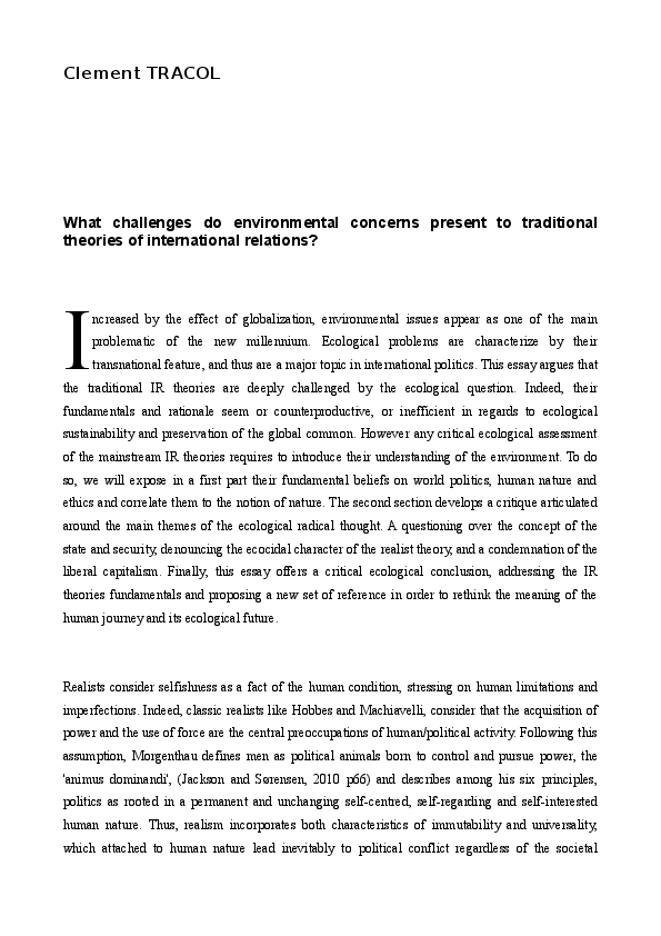 (DOC) What challenges do environmental concerns present to traditional ...