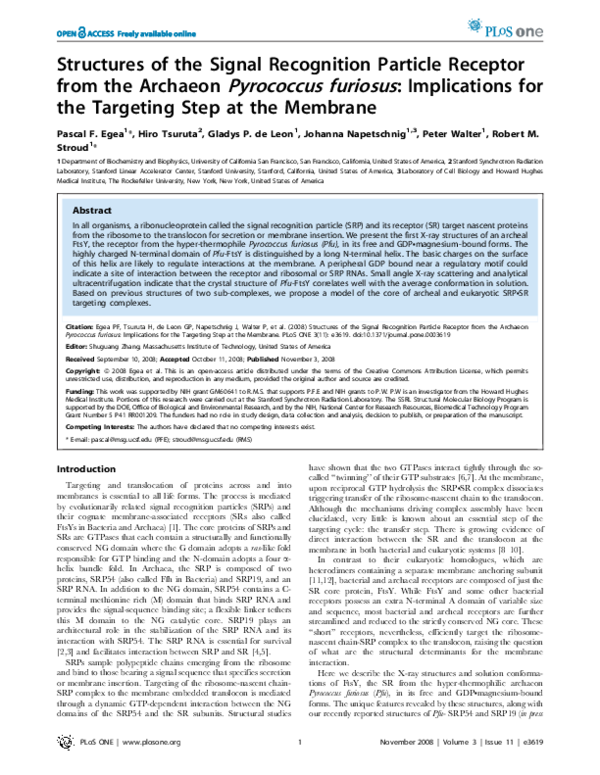 (PDF) Structures of the Signal Recognition Particle Receptor from the ...
