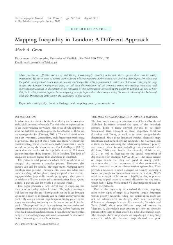 (PDF) Mapping Inequality in London: A Different Approach