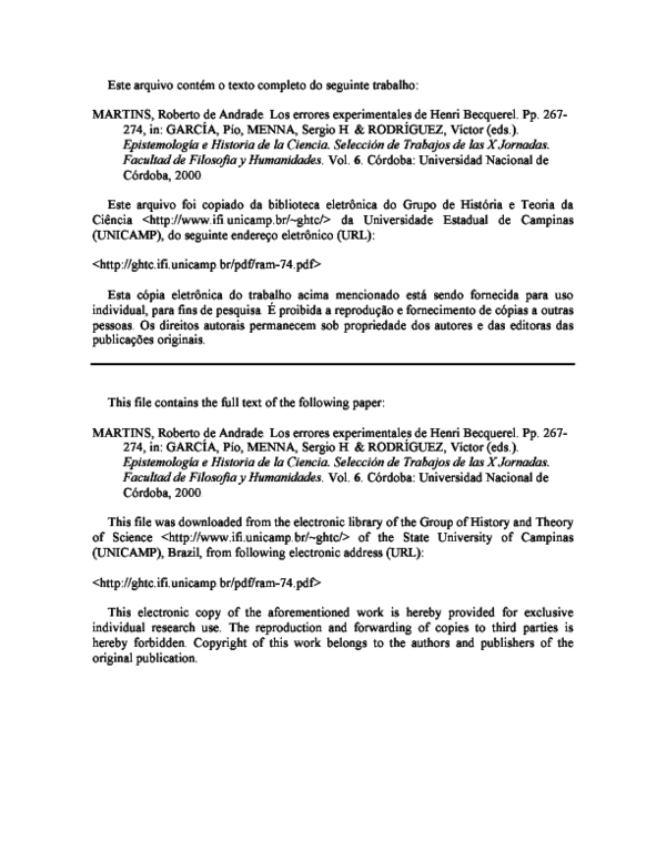 (PDF) Los errores experimentales de Henri Becquerel. MARTINS, Roberto ...