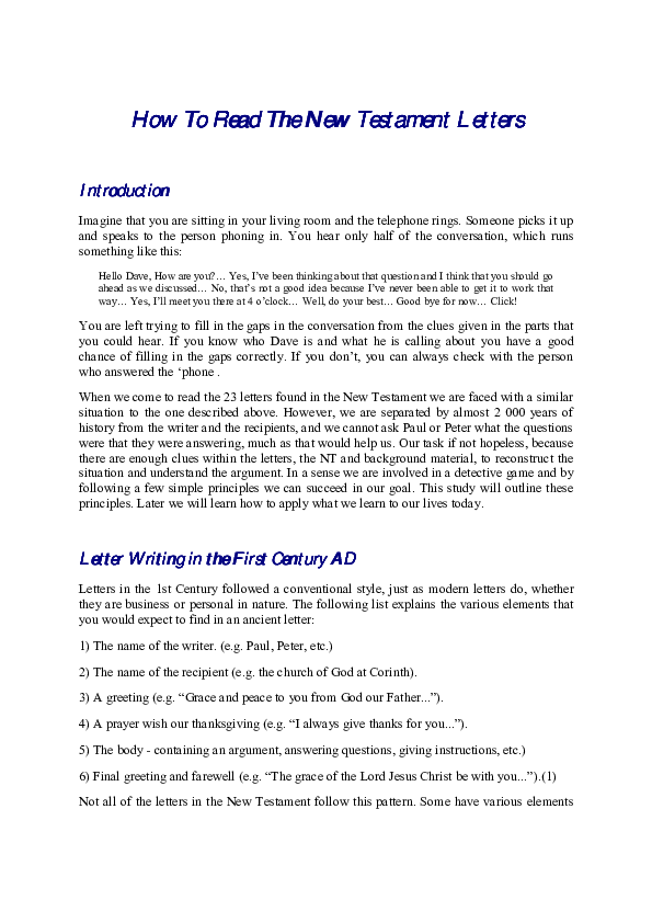 (PDF) How to Read the New Testament Letters