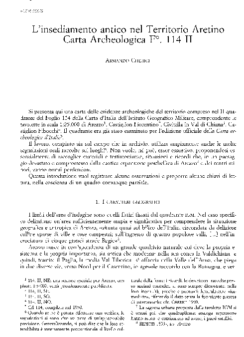 (PDF) L'insediamento antico nel territorio aretino. Carta Archeologica ...
