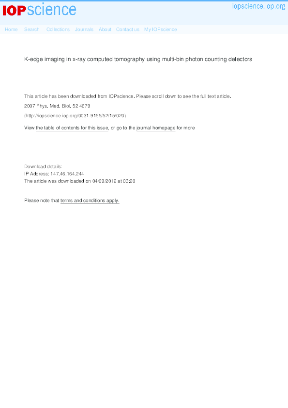 (PDF) K edge imaging in x ray computed tomography using multi bin ...