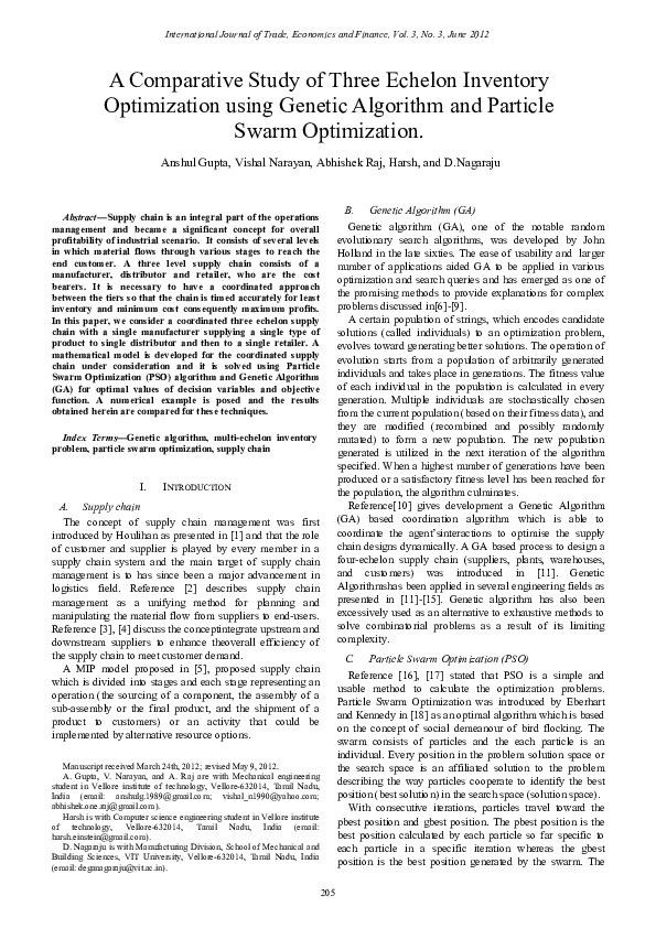 (PDF) A Comparative Study of Three Echelon Inventory Optimization using Genetic Algorithm and ...