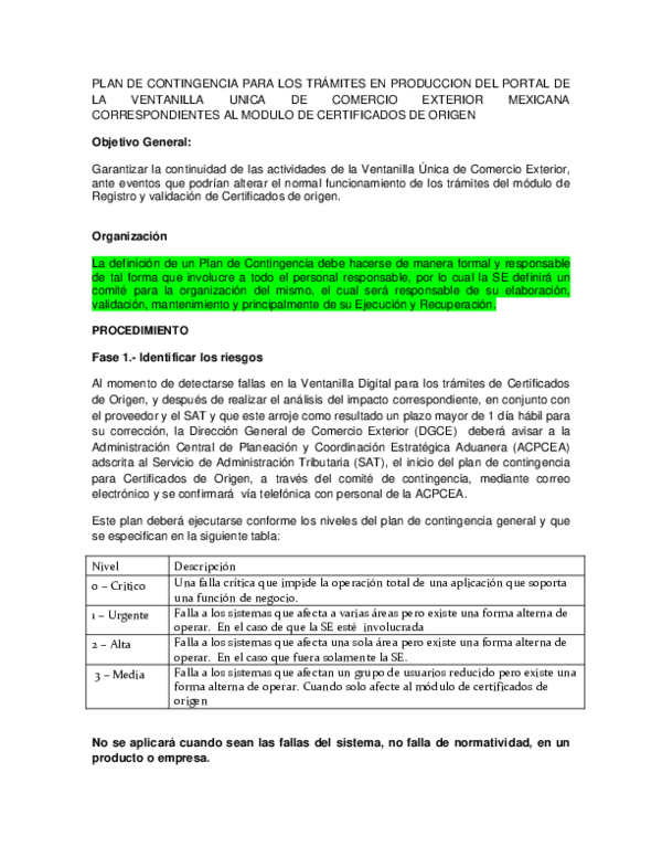 (DOC) PLAN DE CONTINGENCIA PARA LOS TRÁMITES EN PRODUCCION DEL PORTAL ...