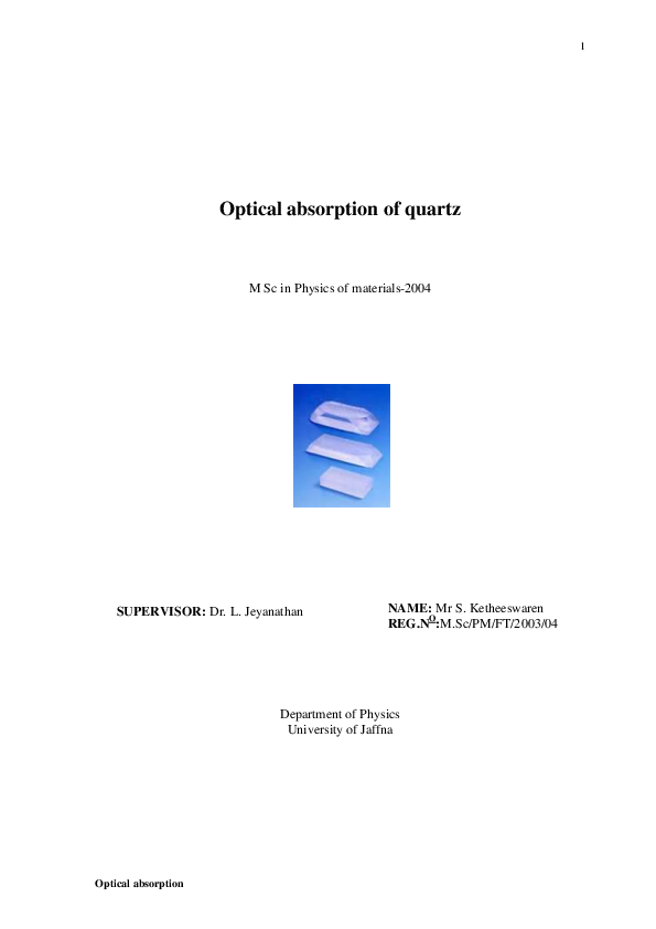 (PDF) Optical absorption of quartz
