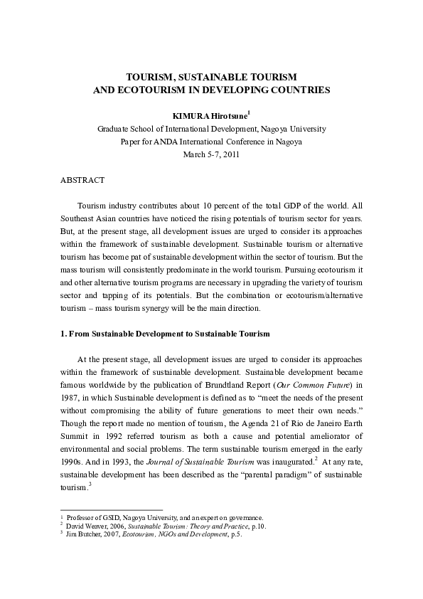 (PDF) TOURISM SUSTAINABLE TOURISM AND ECOTOURISM IN DEVELOPING ...