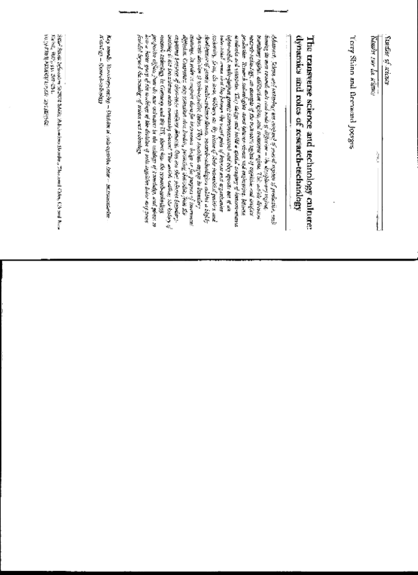 (PDF) The Transverse Science and Technology Culture: Dynamics and Roles ...