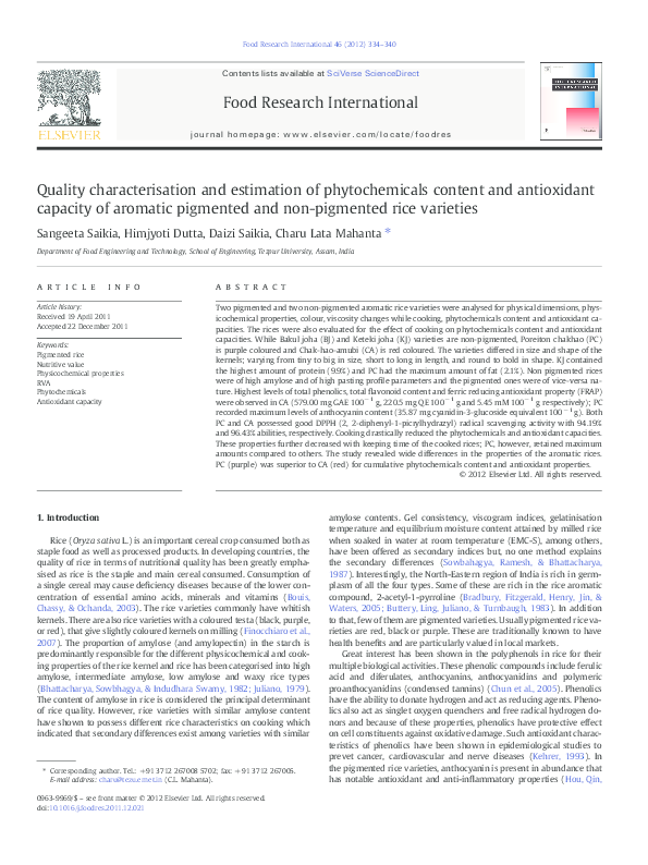 (PDF) Quality characterisation and estimation of phytochemicals content ...