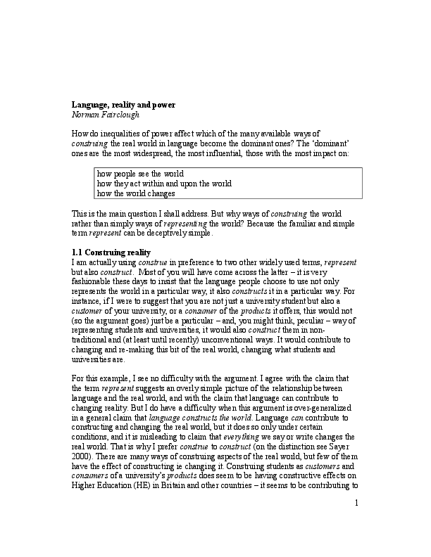 (DOC) Language reality and power (2009)