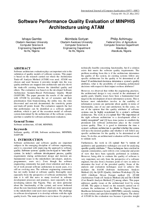 (PDF) Software Performance Quality Evaluation of MINPHIS Architecture ...