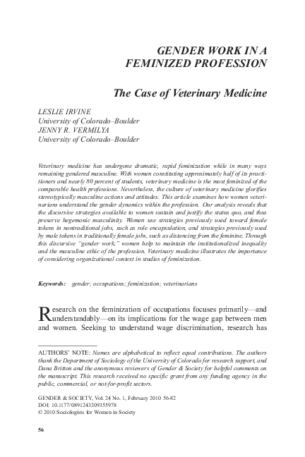(PDF) Gender work in a Feminized Profession
