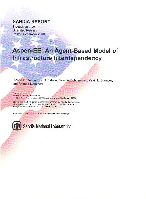(PDF) Aspen-EE: An Agent-Based Model of Infrastructure Interdependency