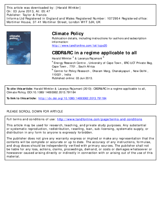 (PDF) CBDR&RC in a regime applicable to all