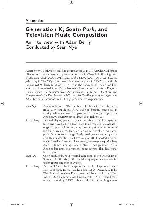 (PDF) Generation X, South Park, and Television Music Composition (An ...
