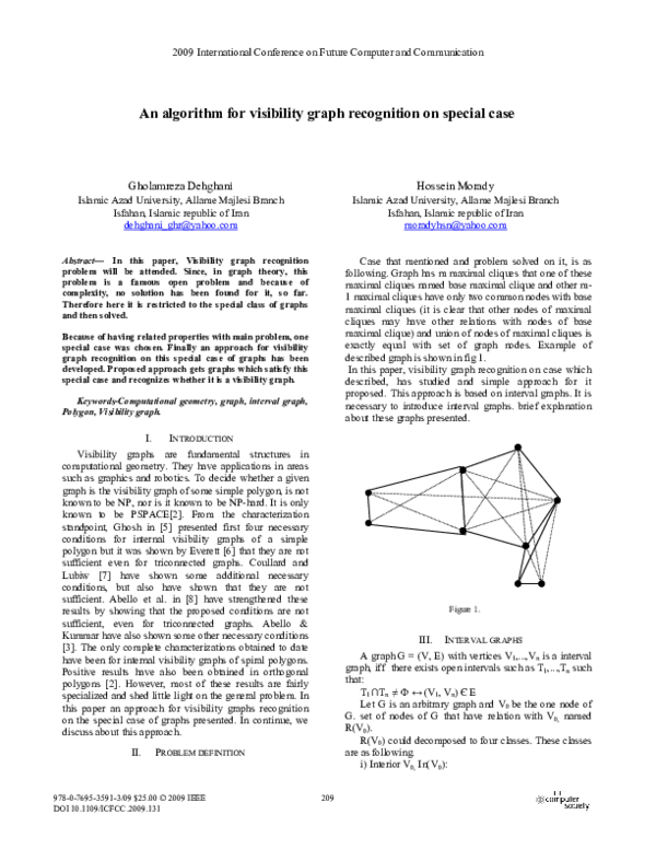 Pdf An Algorithm For Visibility Graph Recognition On Special Case
