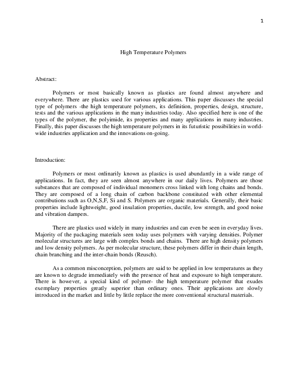 (DOC) High Temperature Polymers