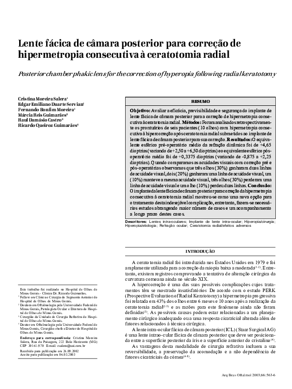 (PDF) Posterior chamber phakic lens for the correction of hyperopia ...