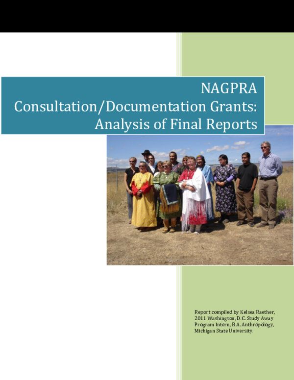 (PDF) NAGPRA Consultation/Documentation Grants: Analysis of Final Reports