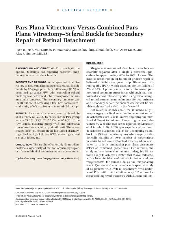 (PDF) Pars Plana Vitrectomy Versus Combined Pars Plana Vitrectomy ...