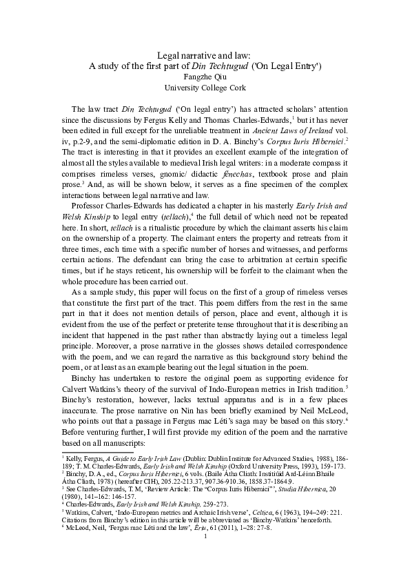(DOC) Legal Narrative and Law: a study of the first part of Din ...