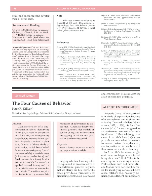 (PDF) The four causes of behavior