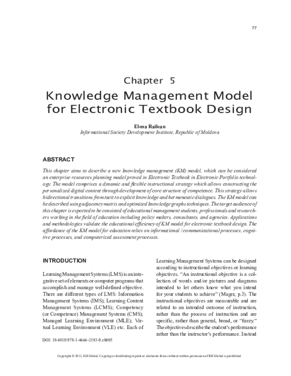 (PDF) Knowledge Management Model for Electronic Textbook Design