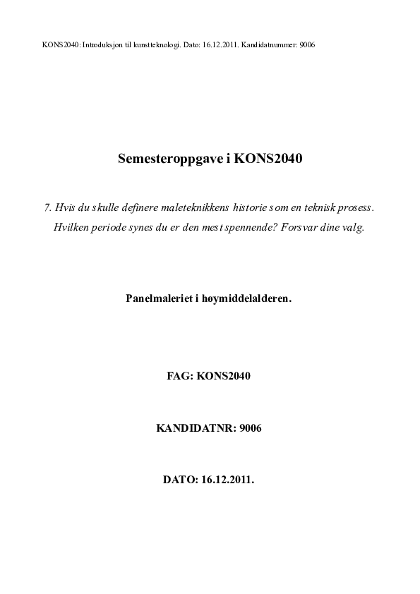 (PDF) Panelmaleriet i høymiddelalderen