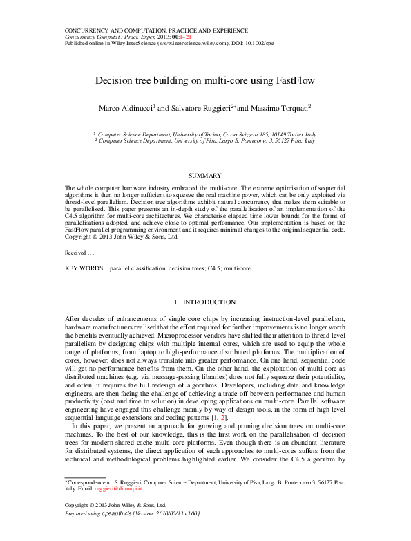 (PDF) Decision Tree Building on Multi-Core using FastFlow