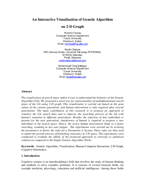 Pdf An Interactive Visualization Of Genetic Algorithm On 2 D Graph 