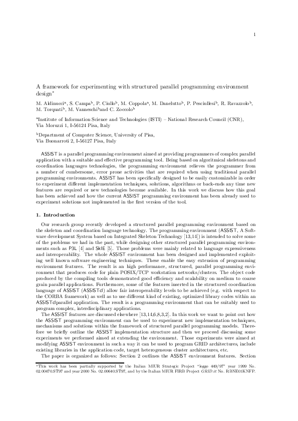 Pdf A Framework For Experimenting With Structure Parallel Programming
