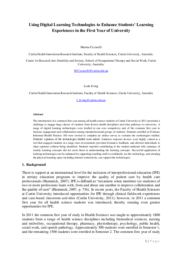 (DOC) Using Digital Learning Technologies to Enhance Students' Learning ...