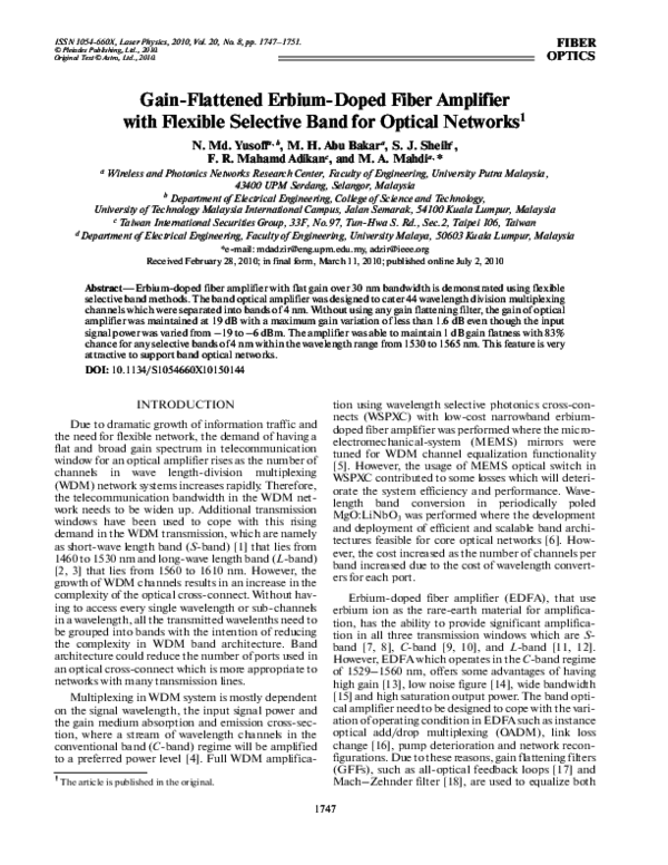 (PDF) Gain-flattened erbium-doped fiber amplifier with flexible ...