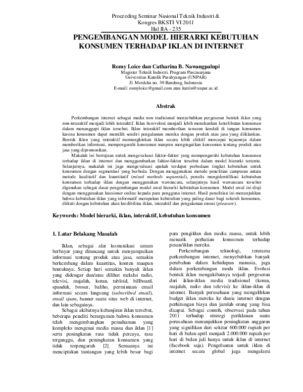 (PDF) Pengembangan Model Hierarki Kebutuhan Konsumen terhadap Iklan di ...