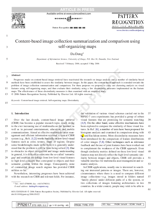 (PDF) Content-based image collection summarization and comparison using self-organizing maps