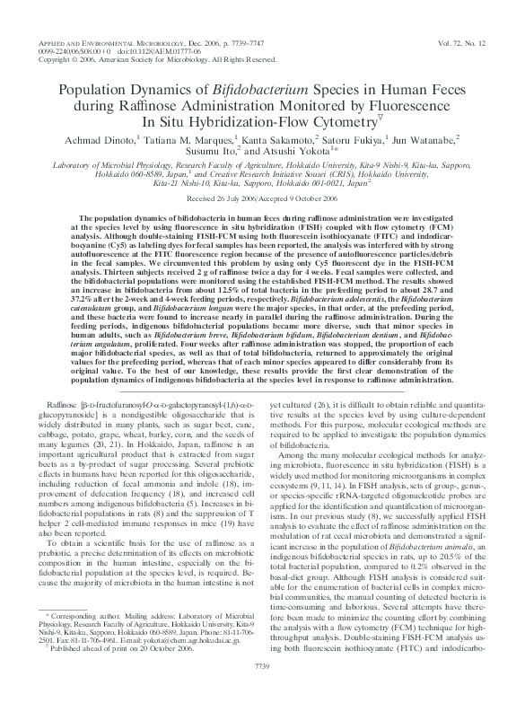 (PDF) Population Dynamics of Bifidobacterium Species in Human Feces during Raffinose ...