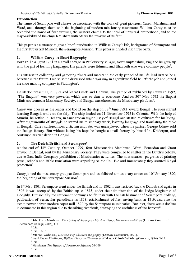 (DOC) Religion: Serampore Mission