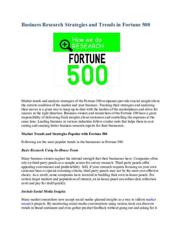 (PDF) Business Research Strategies and Trends in Fortune 500