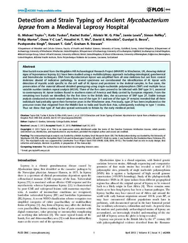 (PDF) Detection and Strain Typing of Ancient Mycobacterium