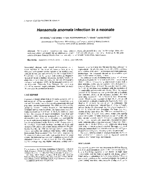 (DOC) Hansenula anomala infection in a neonate