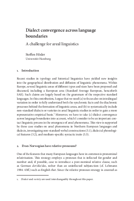 (PDF) Dialect convergence across language boundaries. A challenge for ...