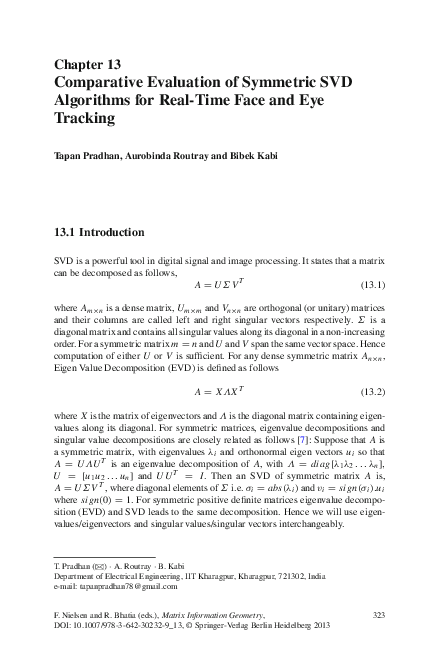 (PDF) Comparative Evaluation of Symmetric SVD Algorithms for Real-Time Face and Eye Tracking