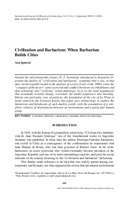 (PDF) Civilization and Barbarism: When Barbarism Builds Cities