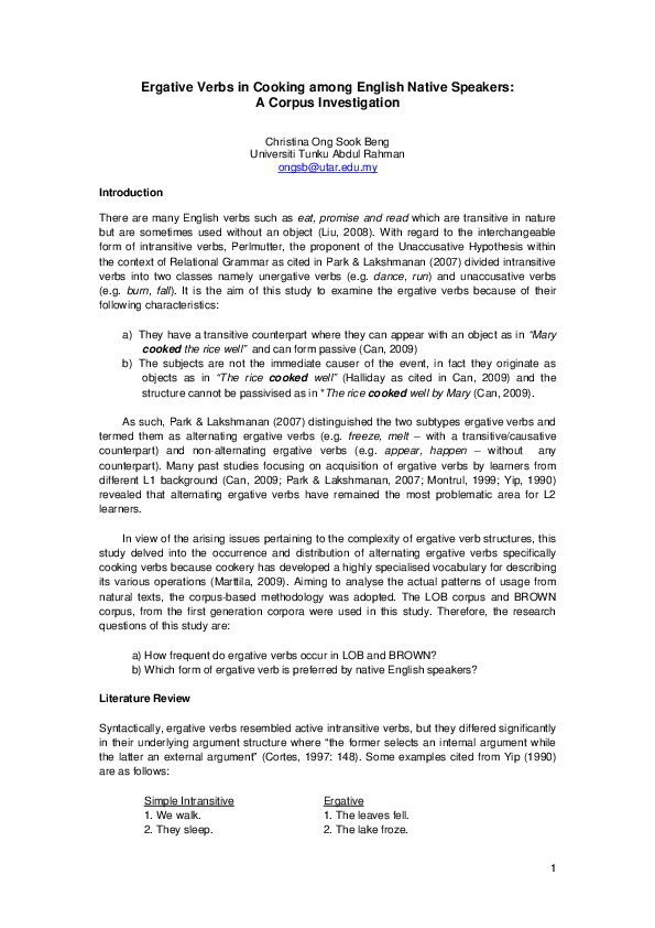 (PDF) Ergative Verbs in Cooking among English Native Speakers: A Corpus ...