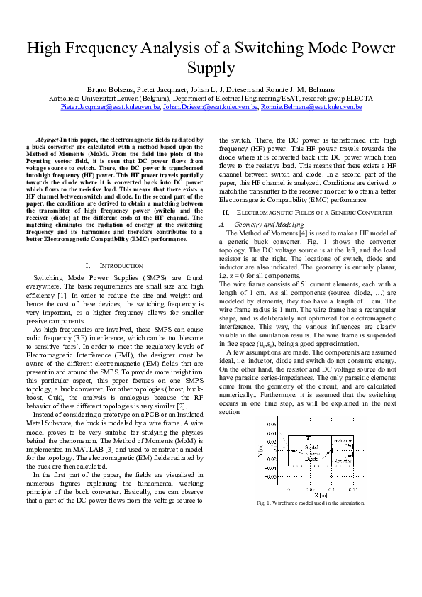 (PDF) High Frequency Analysis of a Switching Mode Power Supply